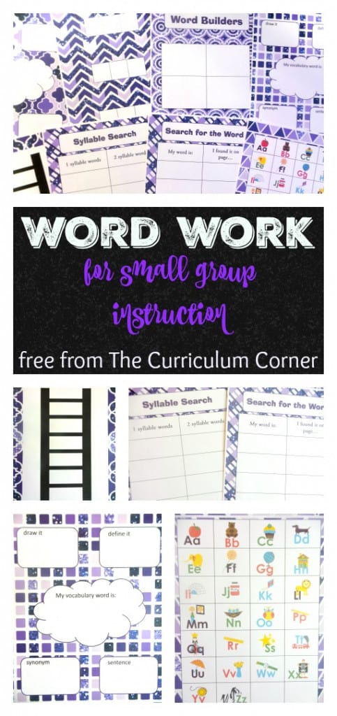 Word Work for Small Group Instruction - 13 printable activities to be ...