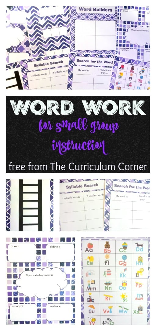 Word Work for Small Group Instruction - 13 printable activities to be ...