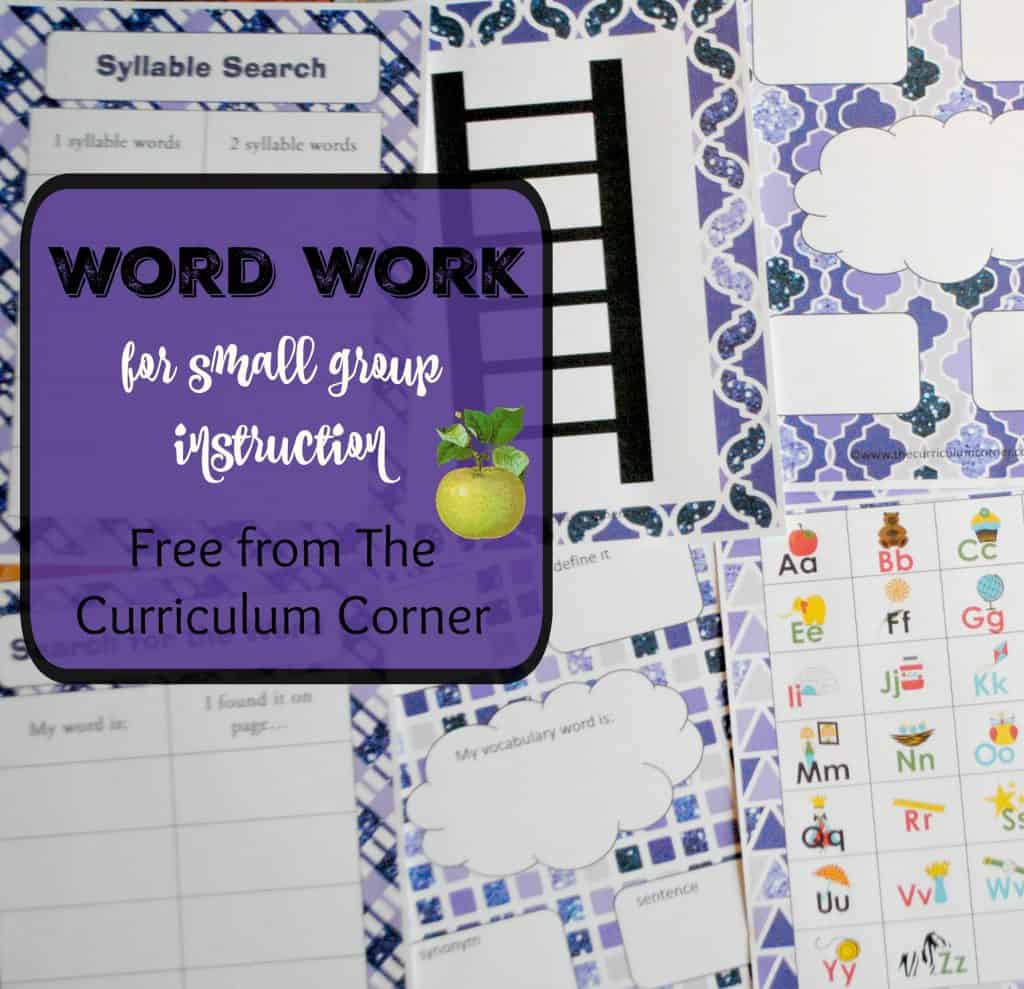 Word Work Activities for Small Group Instruction - 13 printable ...