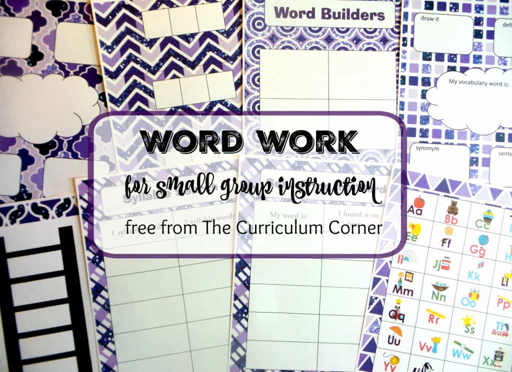 Word Work for Small Group Instruction - 13 printable activities to be ...