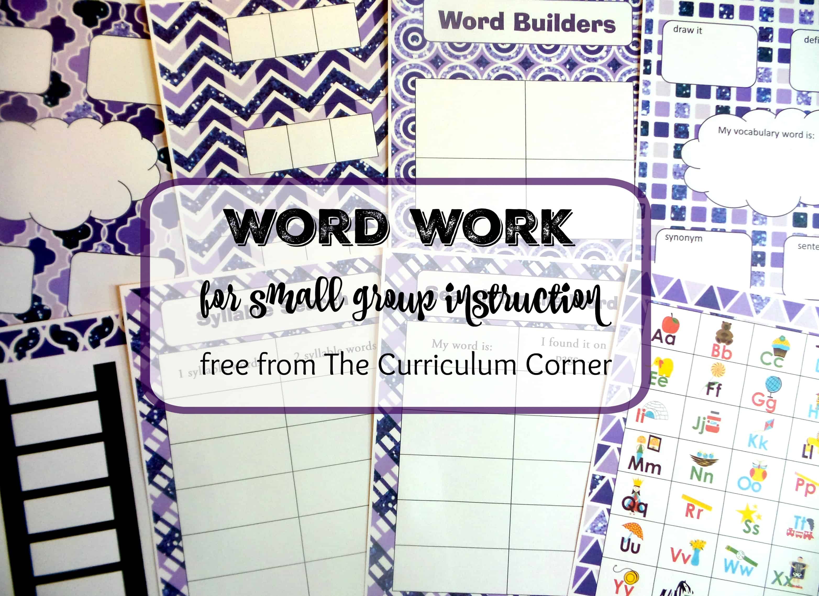 Word Work for Small Group Instruction - 13 printable activities to be ...