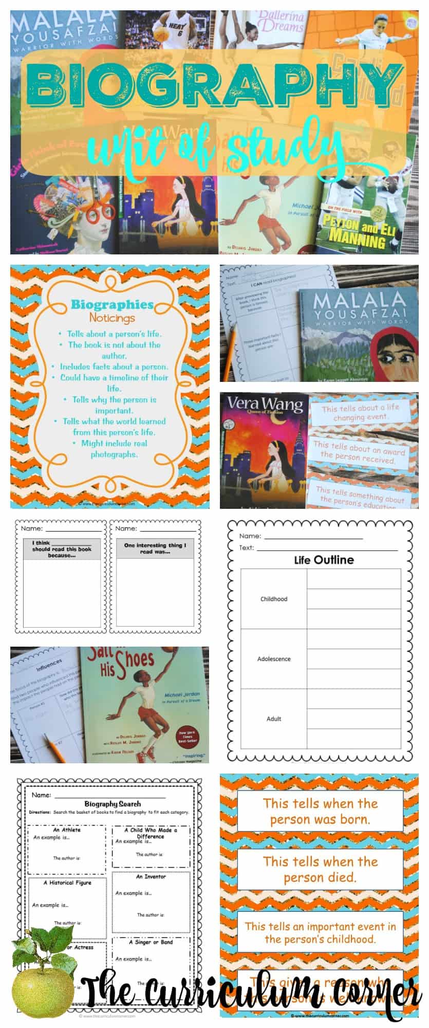 Biography Reading Unit of Study FREE from The Curriculum Corner - The ...