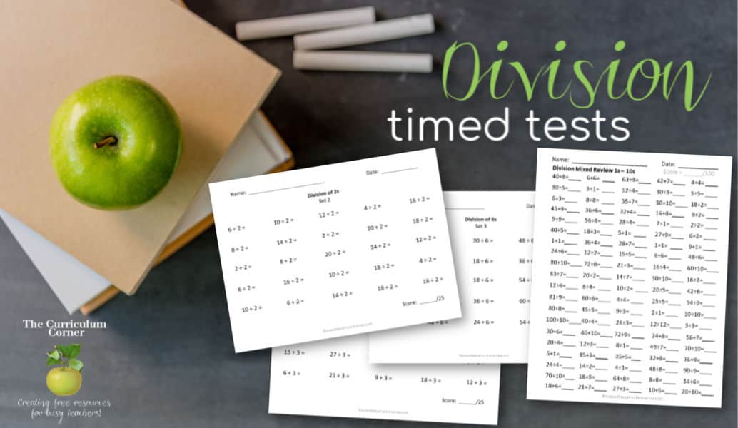 Division Timed Tests - The Curriculum Corner 123