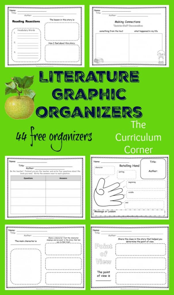 Literature Graphic Organizers FREE from The Curriculum Corner 1st - 3rd ...