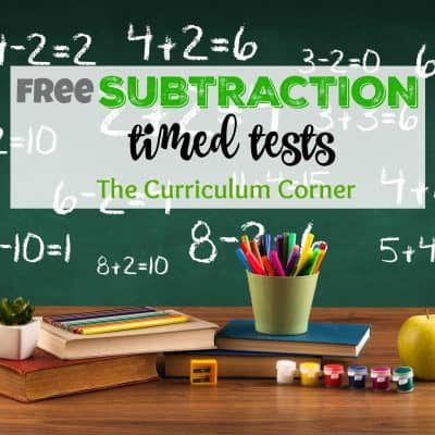 Subtraction Timed Test | Free Collection from The Curriculum Corner ...