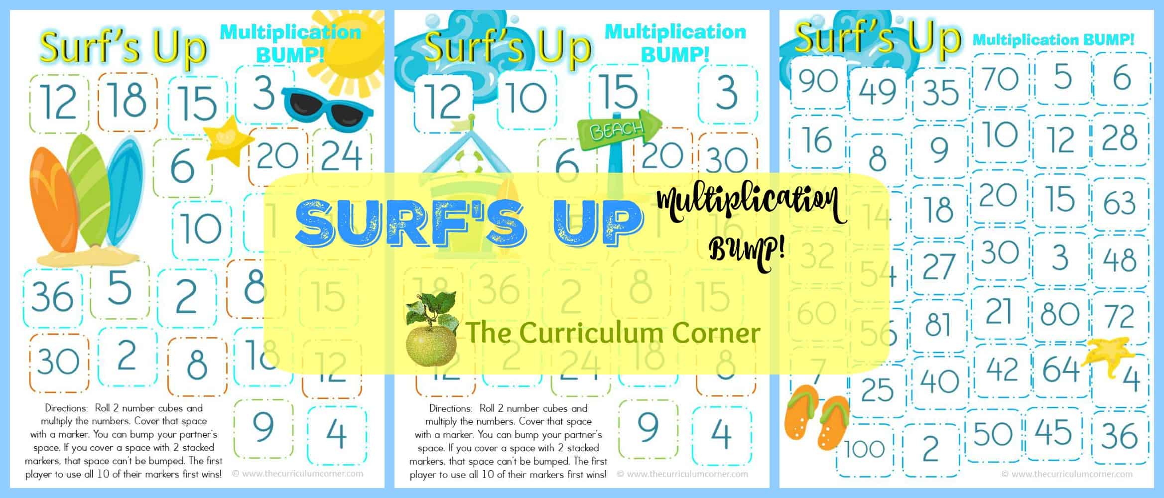 Surf's Up Multiplication Bump - The Curriculum Corner 123