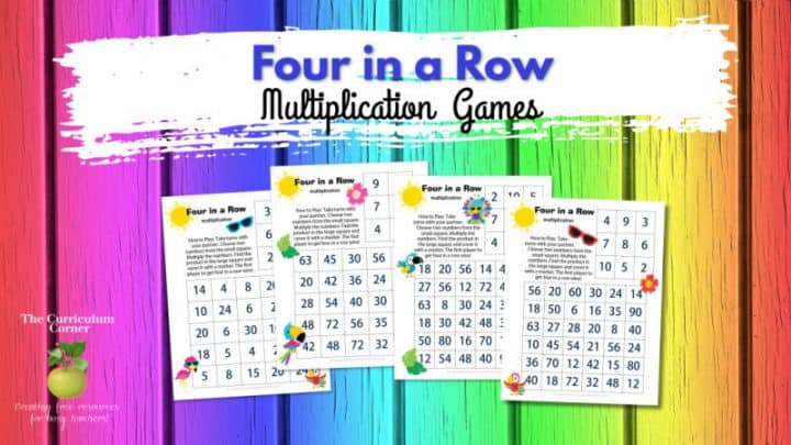 Four in a Row Bird Multiplication Games - The Curriculum Corner 123