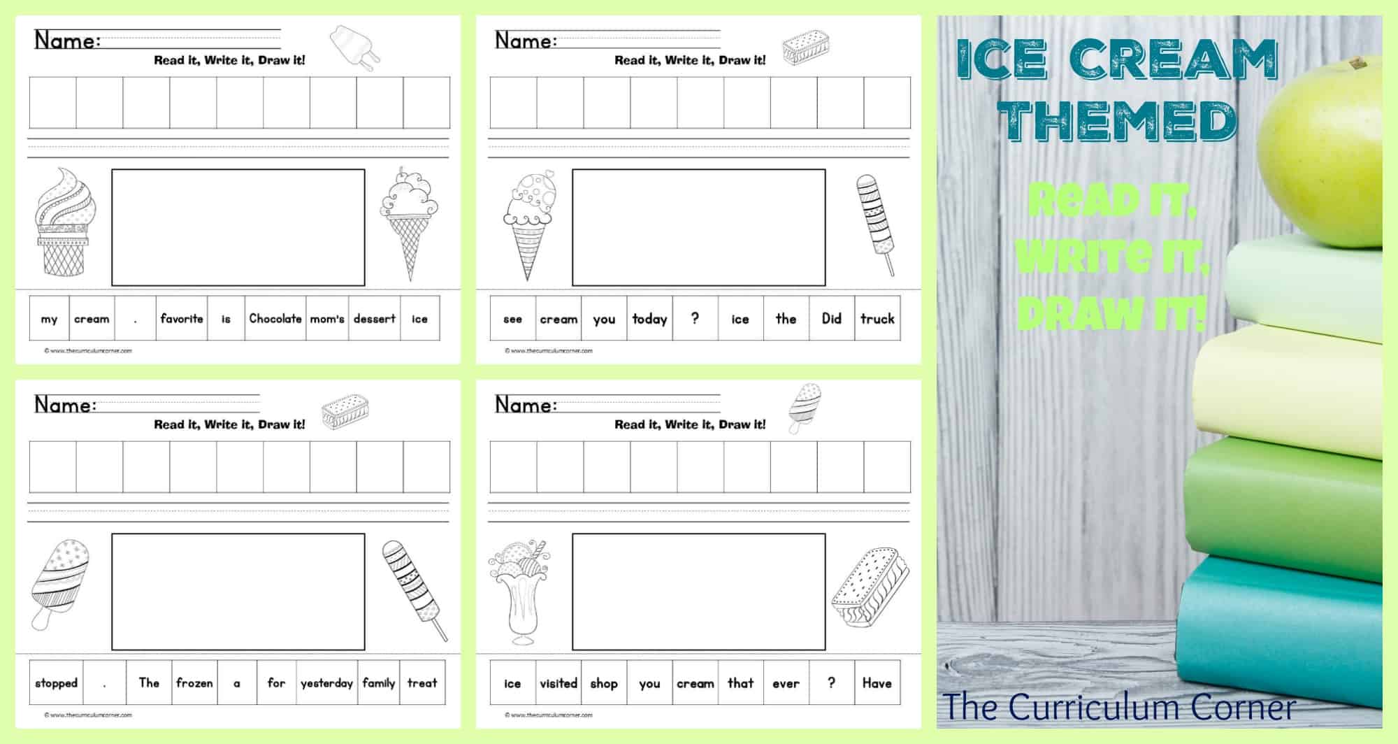 Ice Cream Fun Read, Write & Draw It! - The Curriculum Corner 123