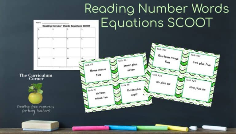 Number Word Equations Task Cards - The Curriculum Corner 123