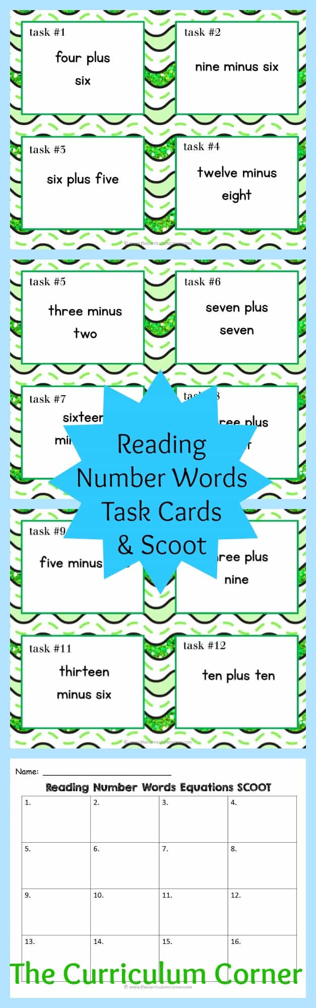 Reading Number Word Equations Task Cards & Scoot Game | Addition ...