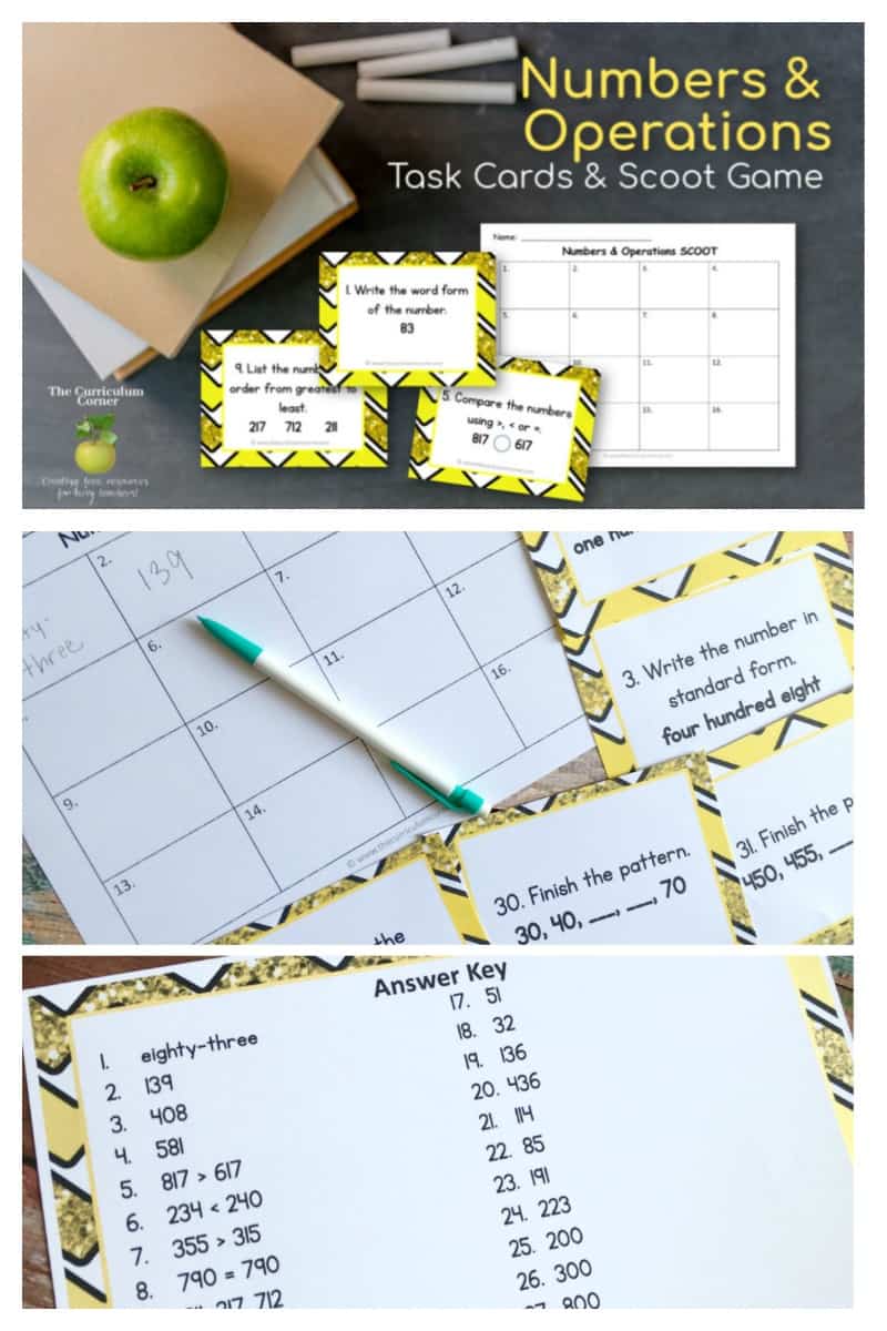 Numbers & Operations Scoot 2nd Grade - The Curriculum Corner 123