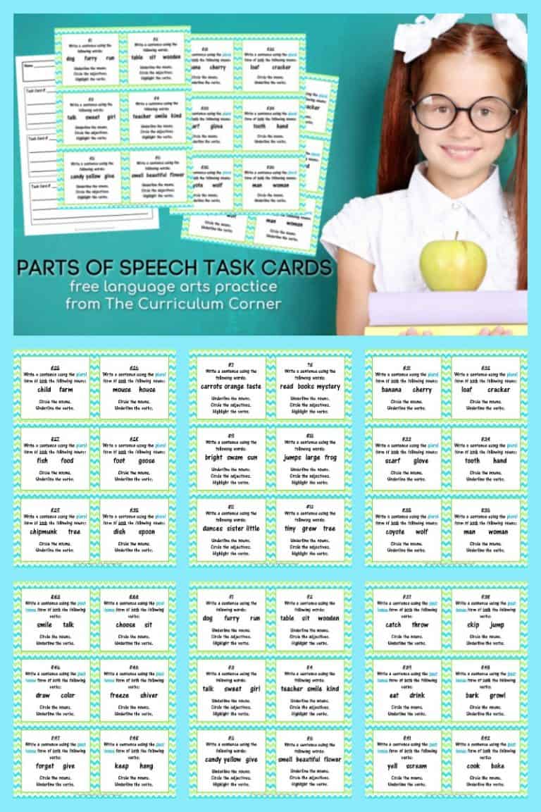 Language Task Cards - The Curriculum Corner 123