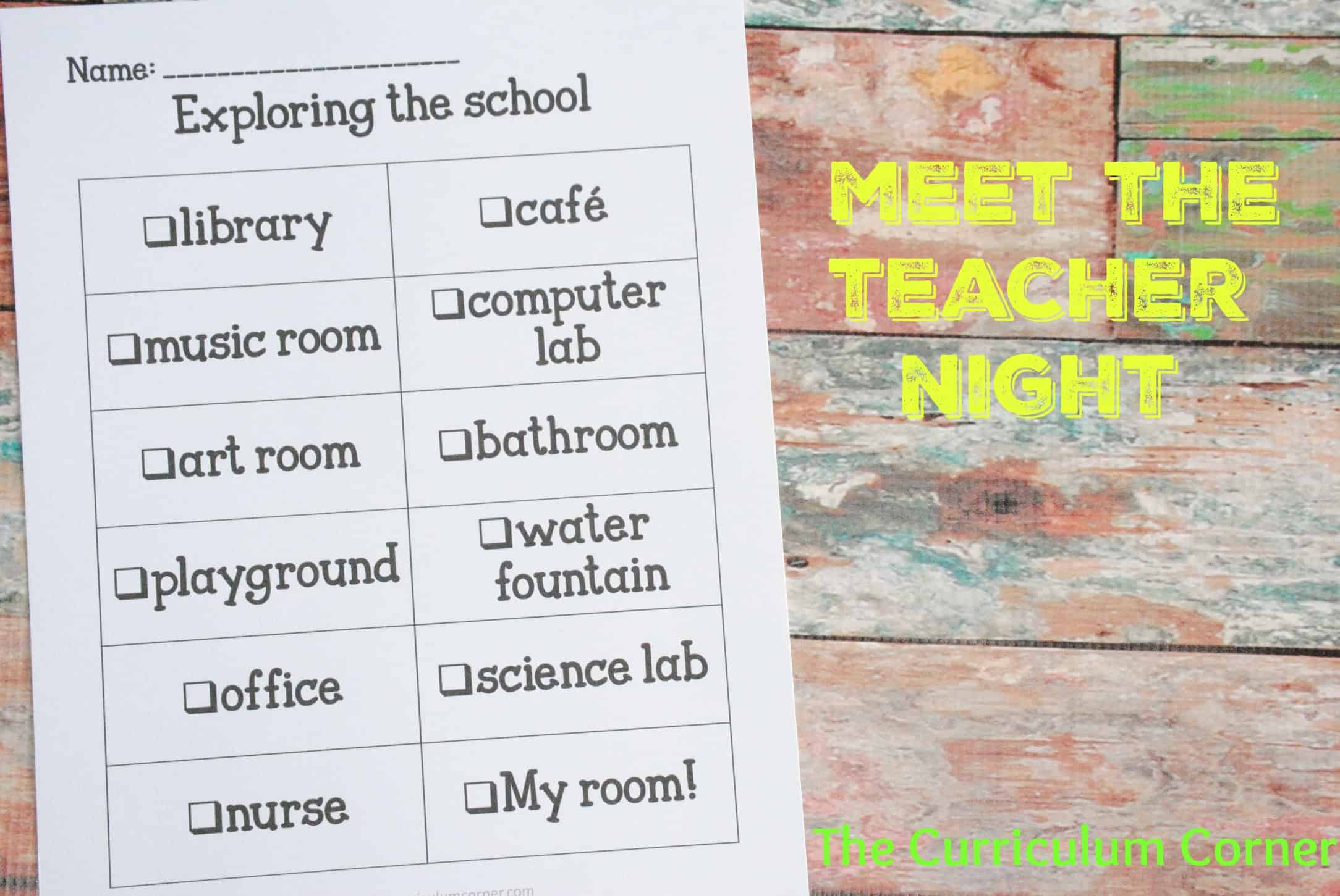 Meet the Teacher Night - The Curriculum Corner 123