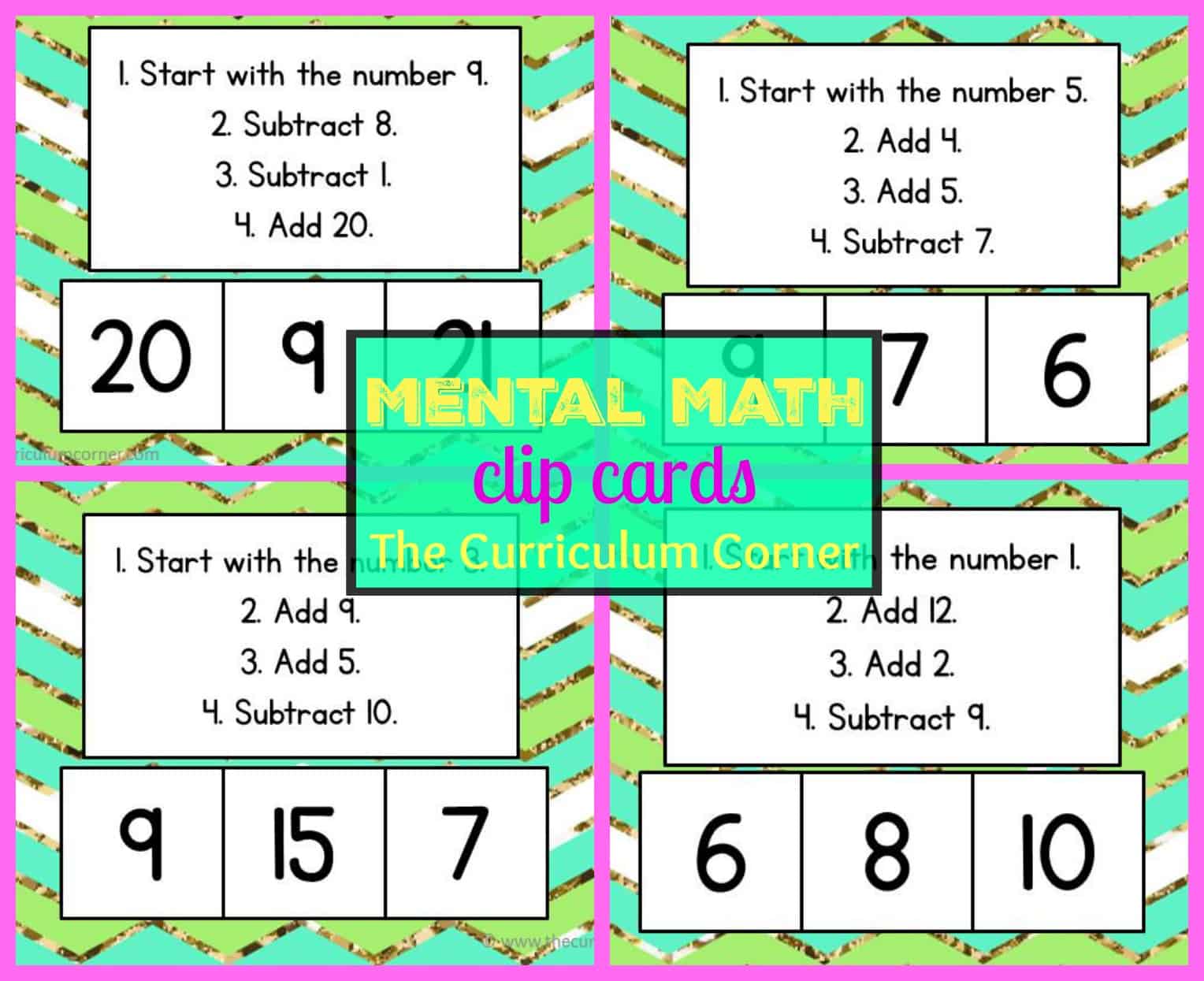 FREEBIE!!!! Mental Math Clip Cards for Mental Math Collection FREE from ...