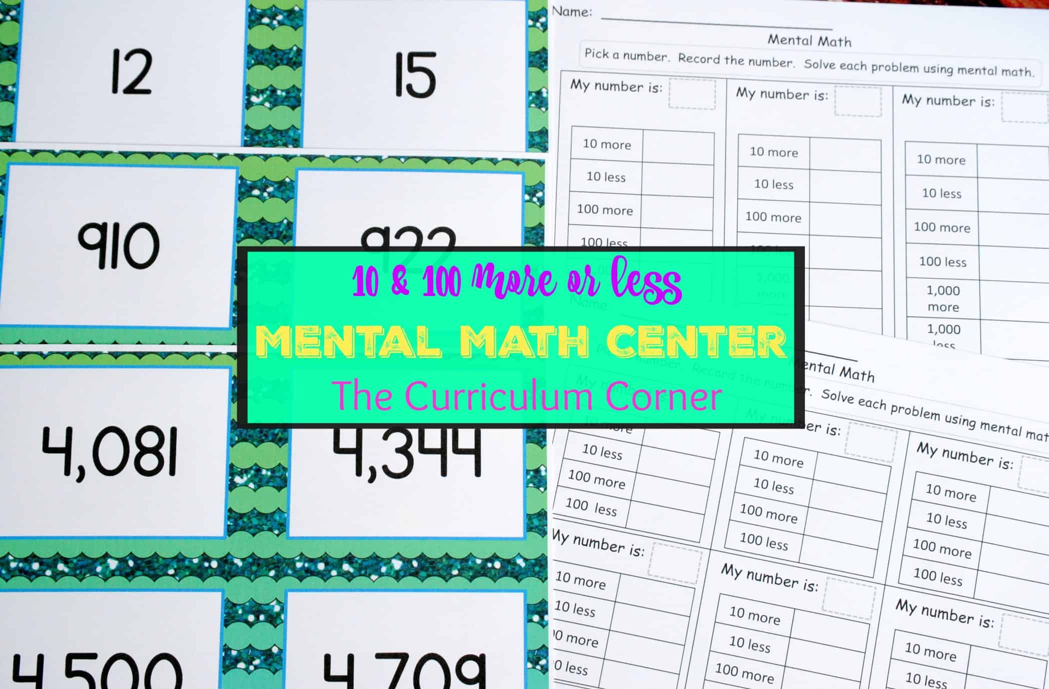 FREEBIE!!!! Math Center for Mental Math Collection FREE from The ...