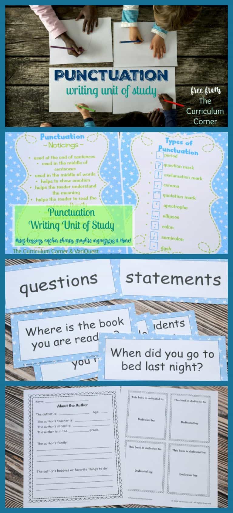 Punctuation Writing Unit of Study - The Curriculum Corner 123