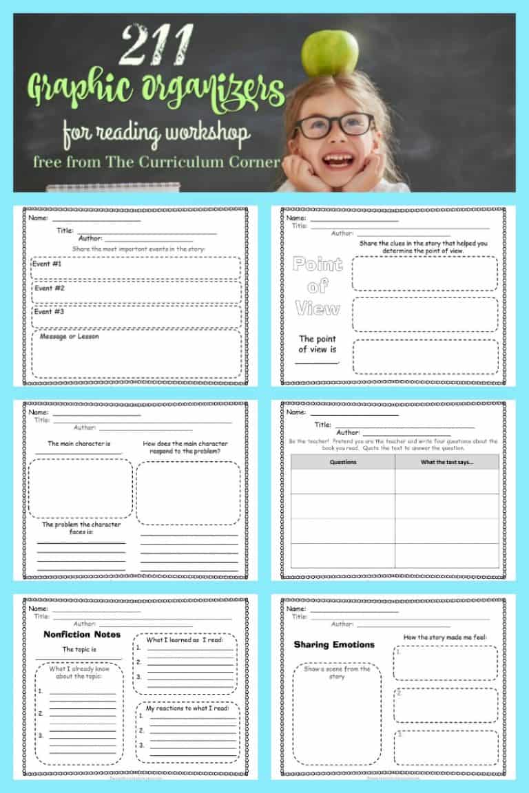 211 Reading Graphic Organizers - The Curriculum Corner 123