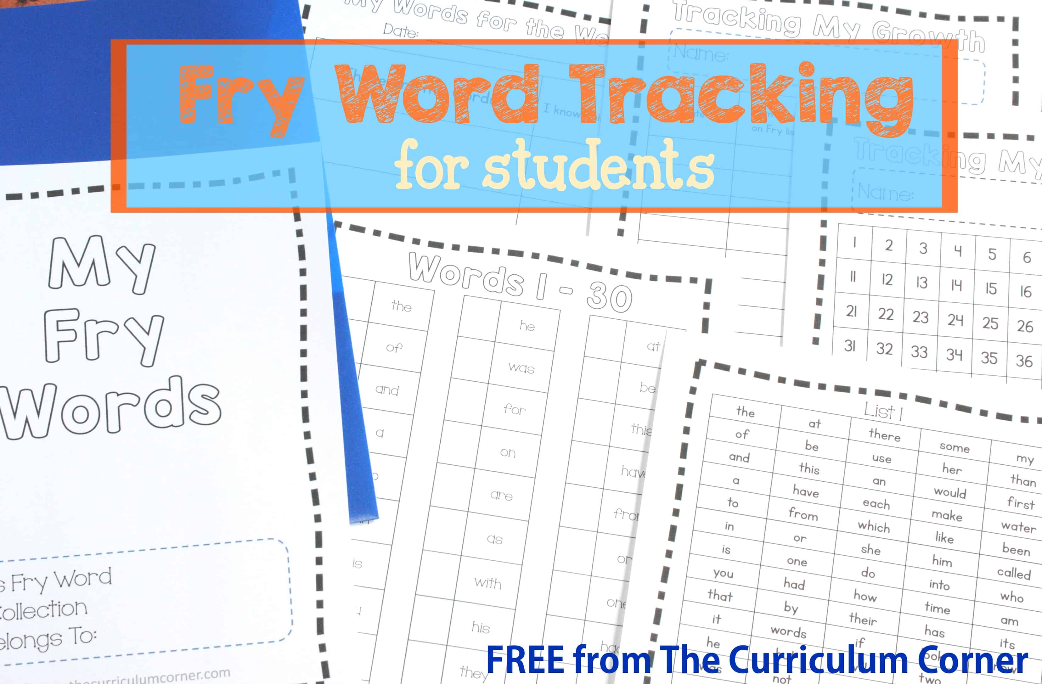 Fry Word Tracking for Students - The Curriculum Corner 123