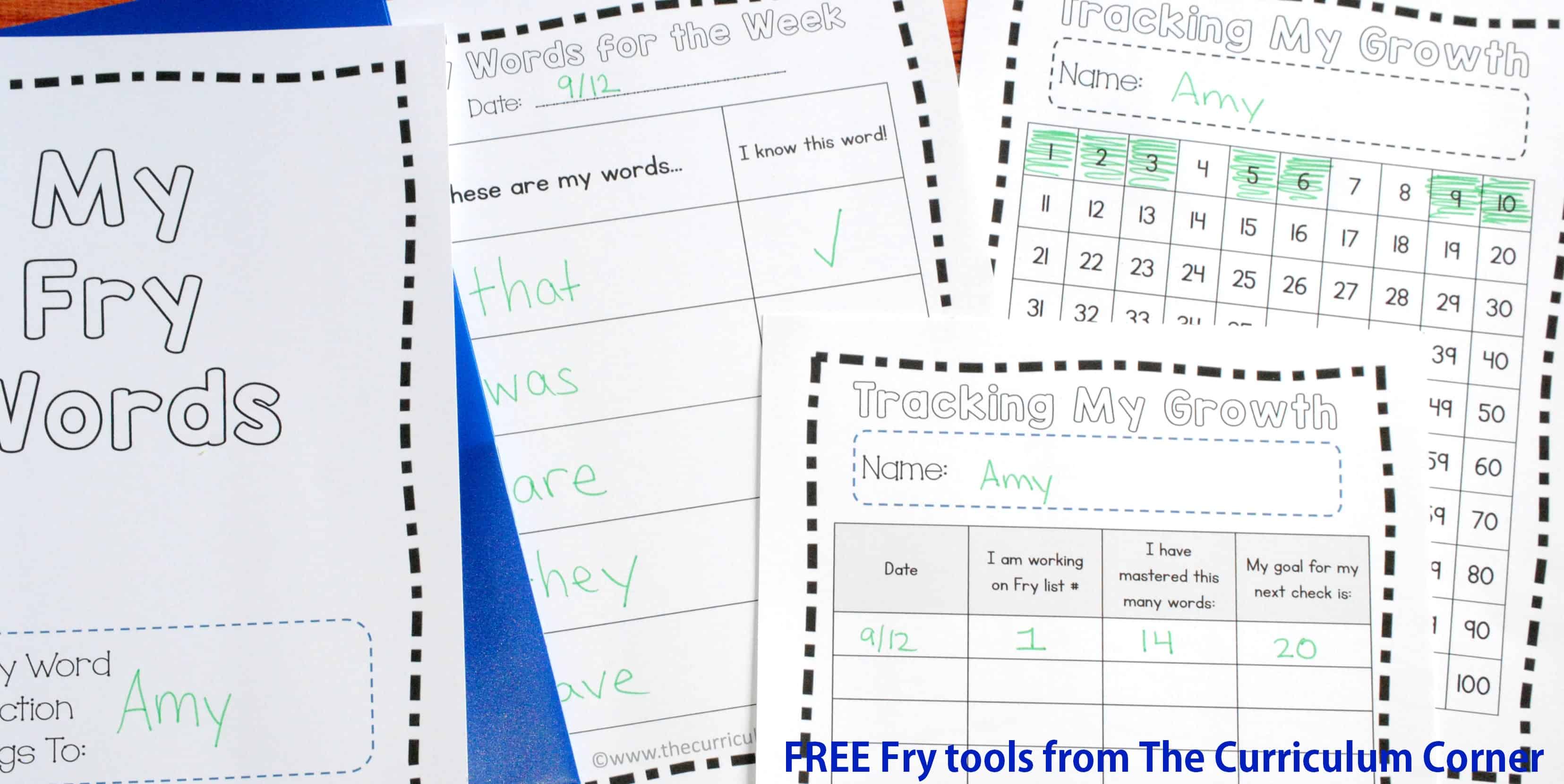 FREEBIE! Fry Word Tracking Tools for Students from The Curriculum ...