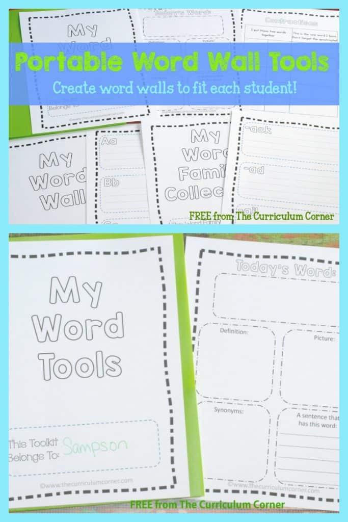 portable word wall tools - The Curriculum Corner 123