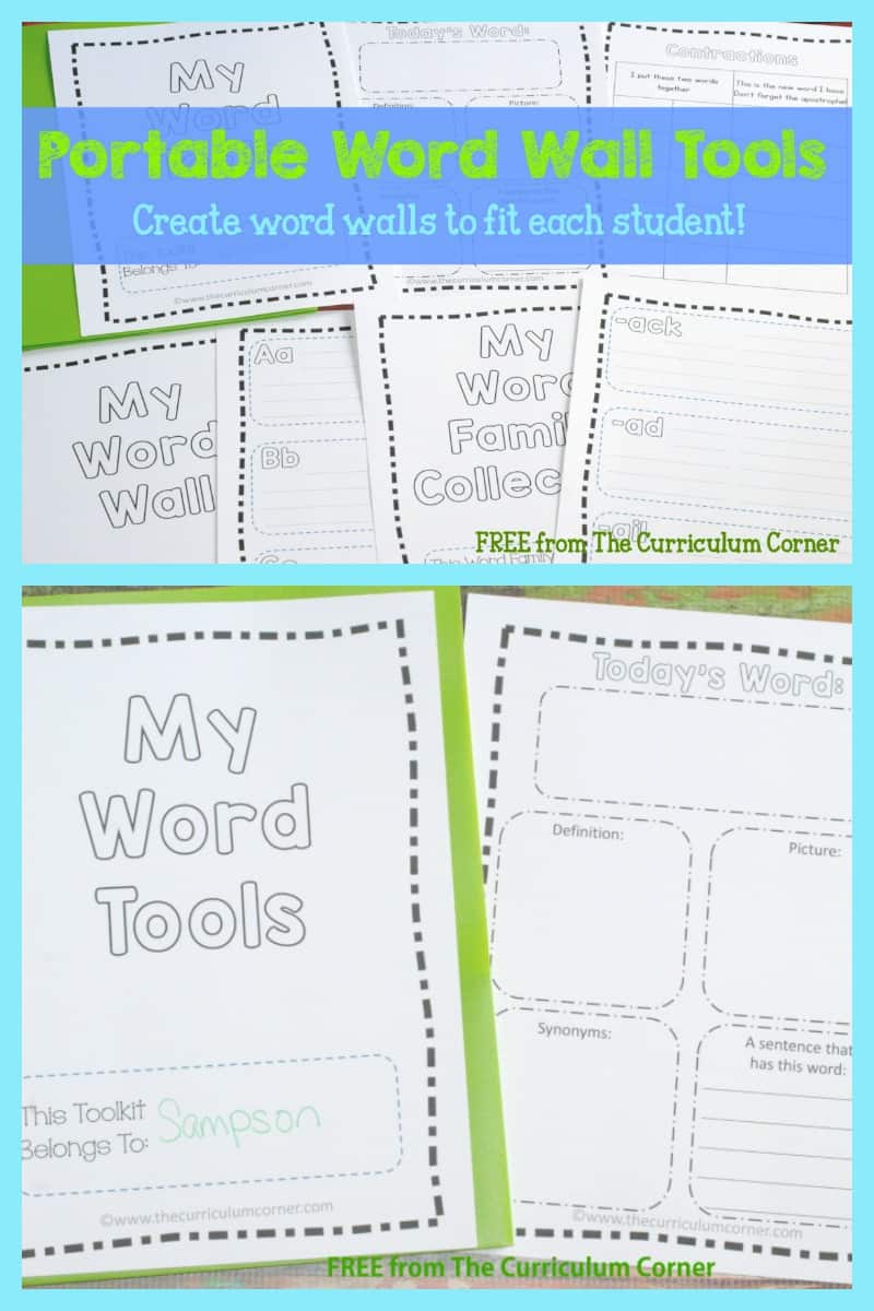 Portable Word Wall Tools - The Curriculum Corner 123