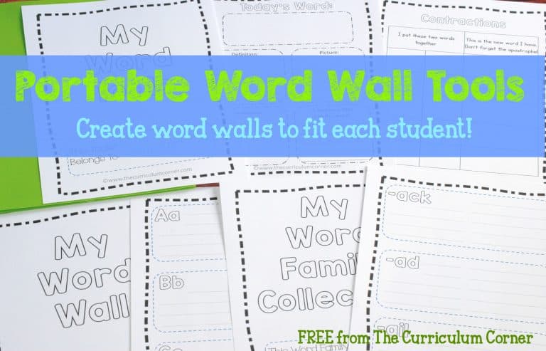 Portable Word Wall Tools - The Curriculum Corner 123