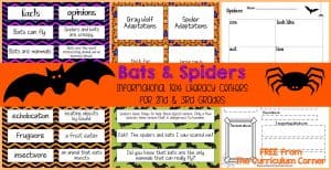 Bats & Spiders (Literacy Centers) - The Curriculum Corner 123