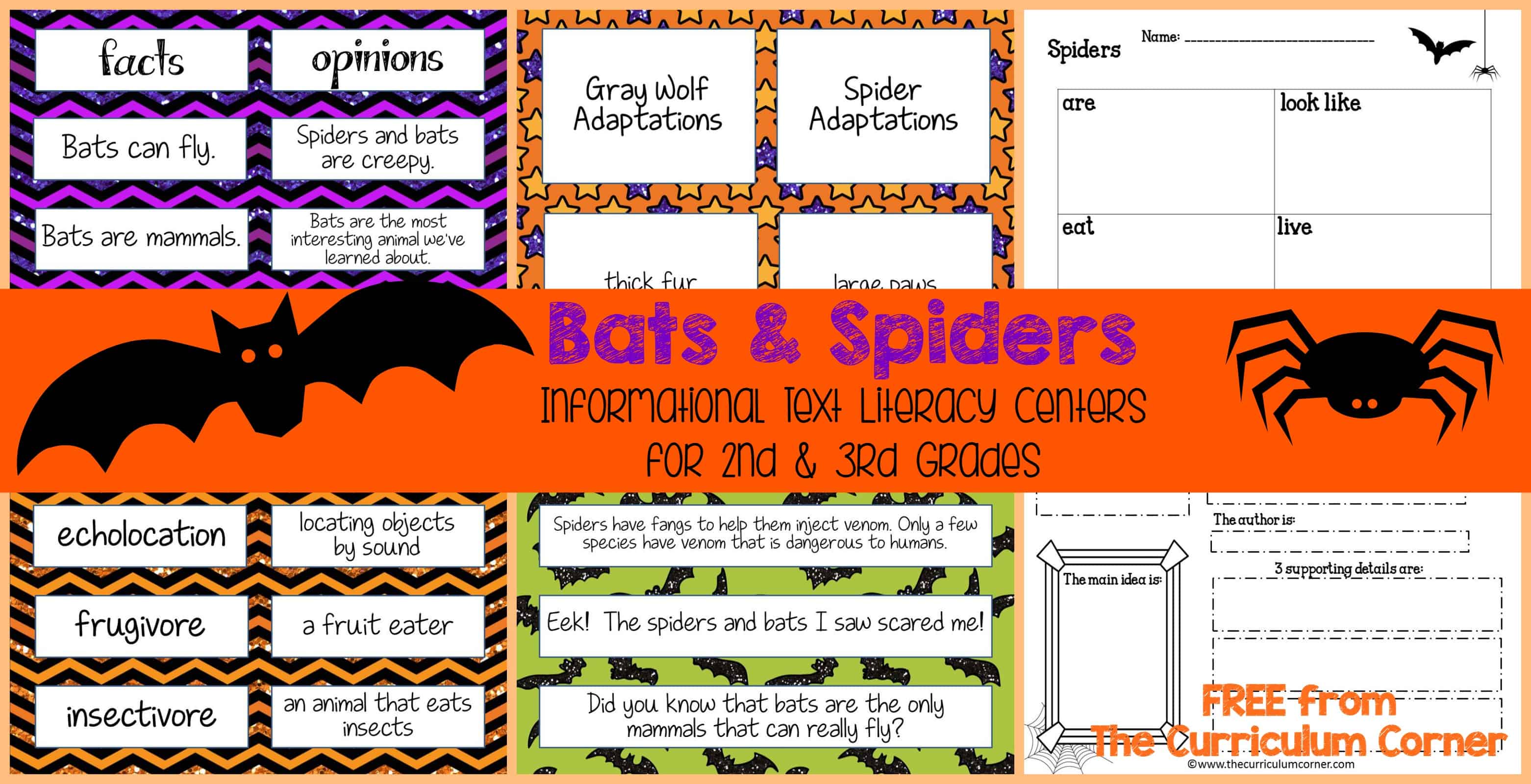 Bats & Spiders (Literacy Centers) - The Curriculum Corner 123