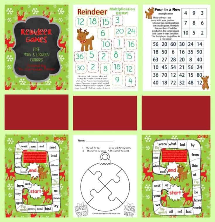 FREE! Reindeer Games Centers for Math Facts & Fry Words from The ...