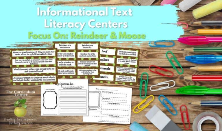 Reindeer & Moose Literacy Centers - The Curriculum Corner 123