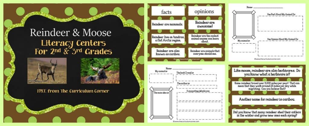 FREE Moose & Reindeer Informational Text Literacy Centers from The ...