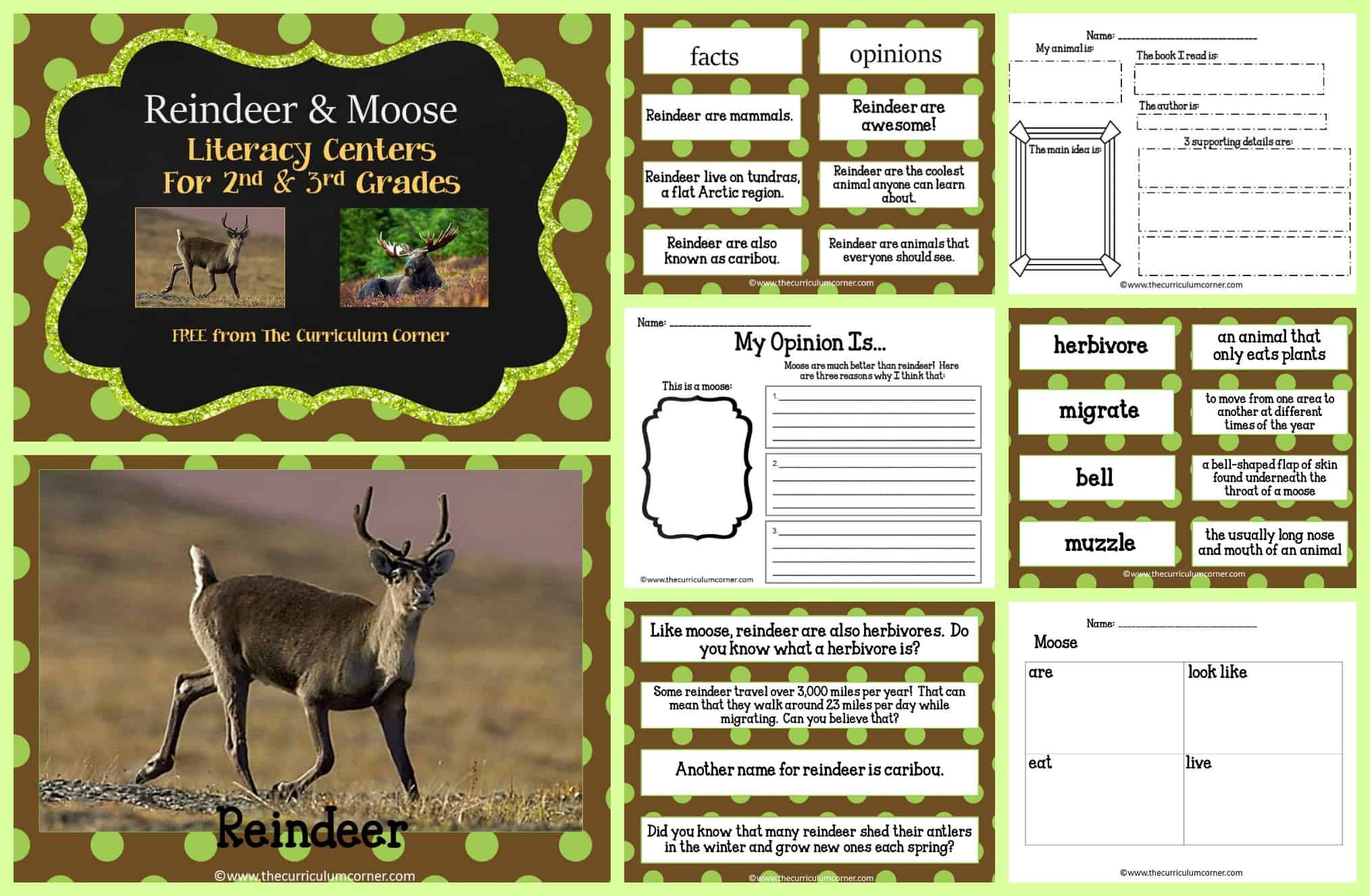 Reindeer & Moose Literacy Centers - The Curriculum Corner 123