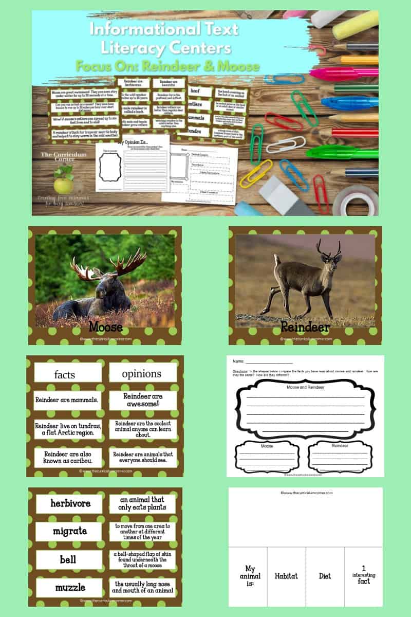 Reindeer & Moose Literacy Centers - The Curriculum Corner 123
