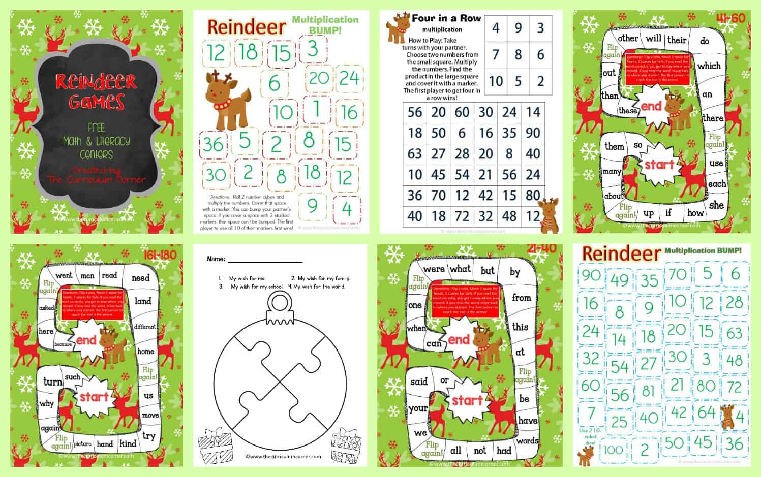 Reindeer Games Centers - The Curriculum Corner 123
