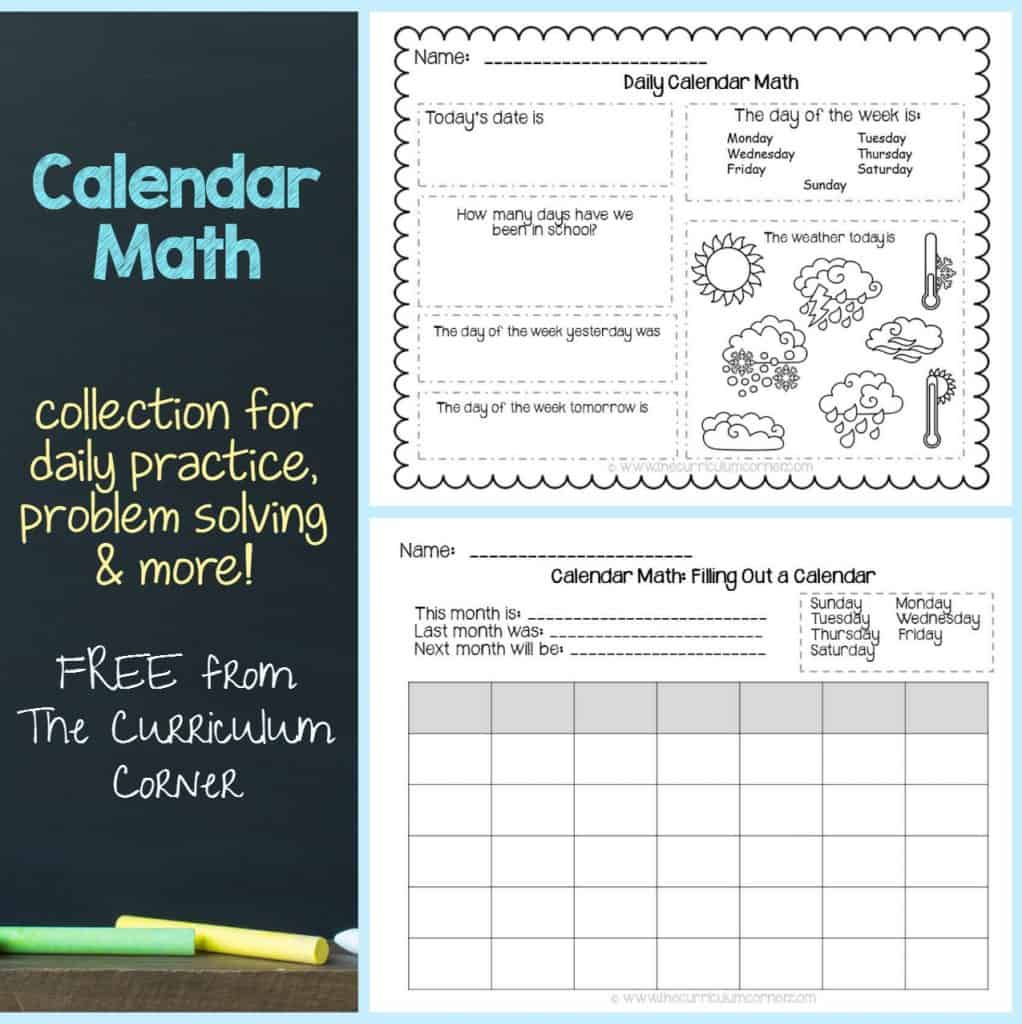 FREE Calendar Math Activities from The Curriculum Corner | calendar ...