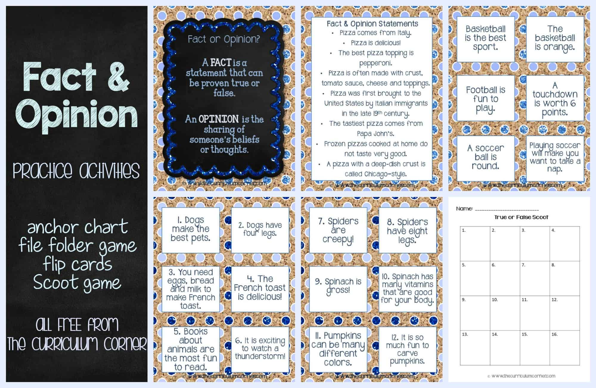 Fact & Opinion Practice - The Curriculum Corner 123