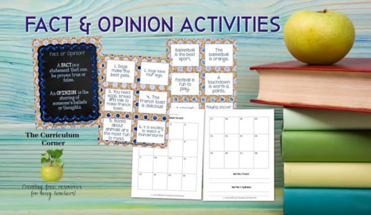 Fact & Opinion Practice - The Curriculum Corner 123