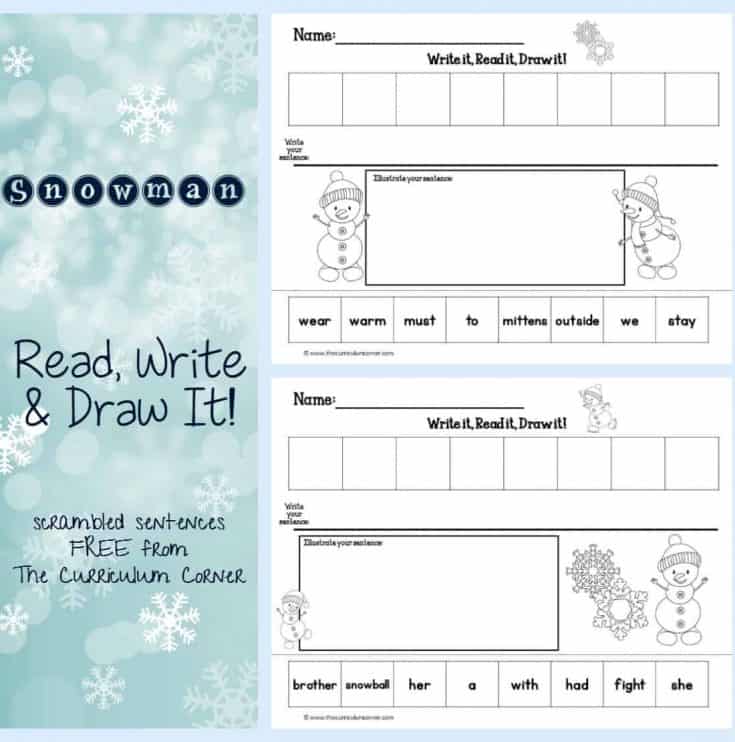 FREE Snowman Scrambled Sentences Literacy Center FREE from The ...