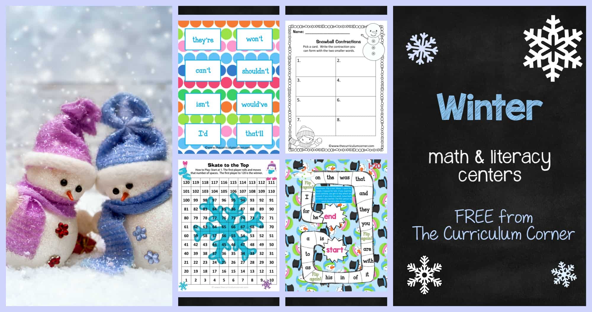 FREE Winter Math & Literacy Centers from The Curriculum Corner | Bump ...