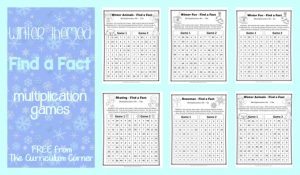 Winter Find a Fact Multiplication Games - The Curriculum Corner 123