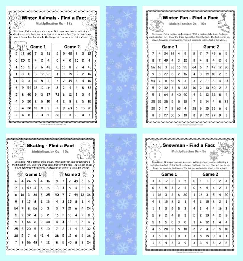 FREE Winter Themed Find a Fact Multiplication Games from The Curriculum ...