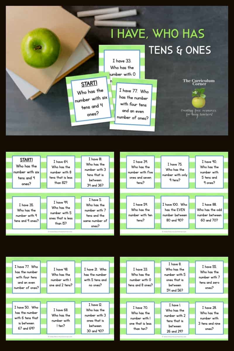 Place Value (Tens) I Have...Who Has - The Curriculum Corner 123