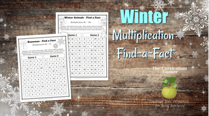 Winter Find a Fact Multiplication Games - The Curriculum Corner 123