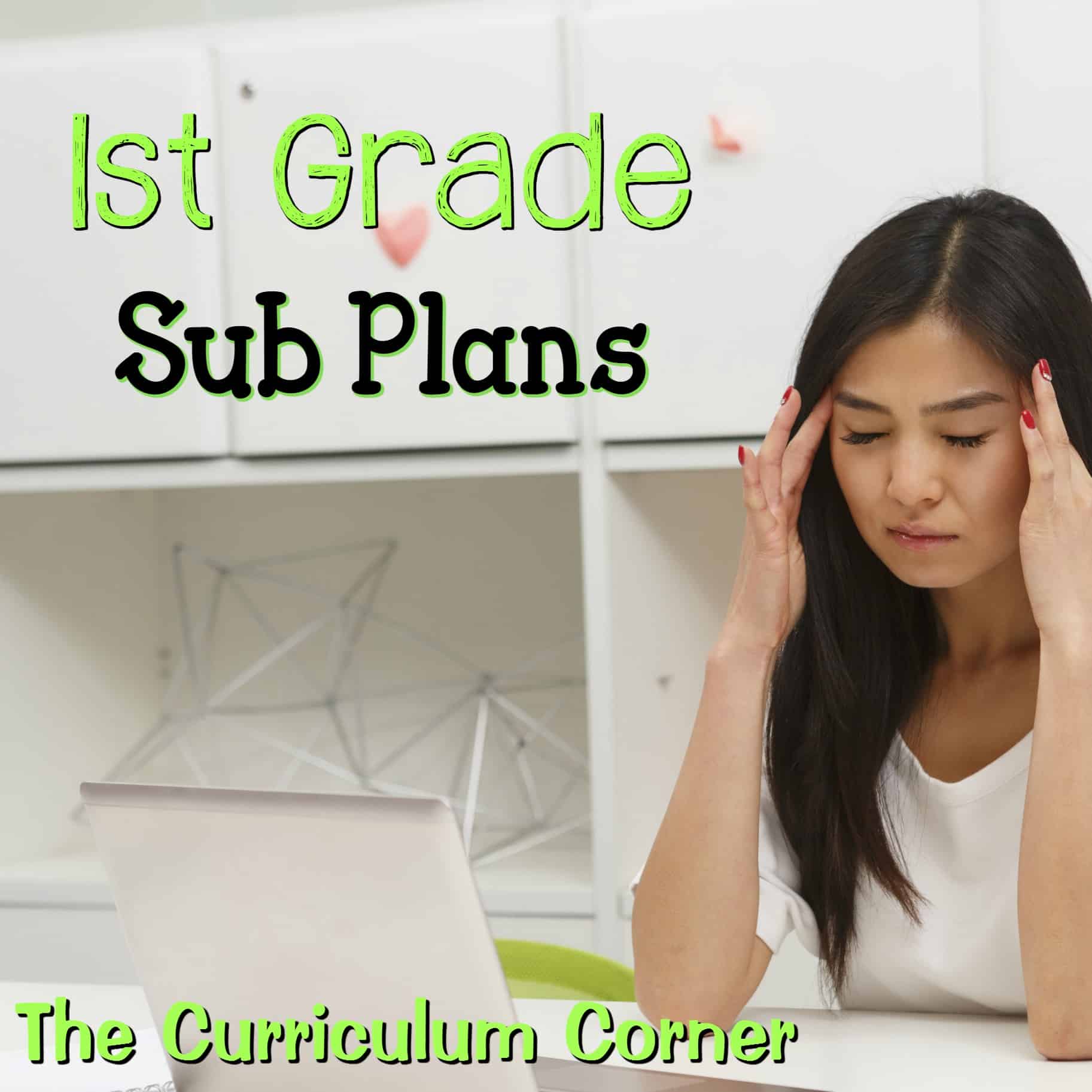 FREE 1st Grade Sub Plans from The Curriculum Corner | Emergency Sub ...