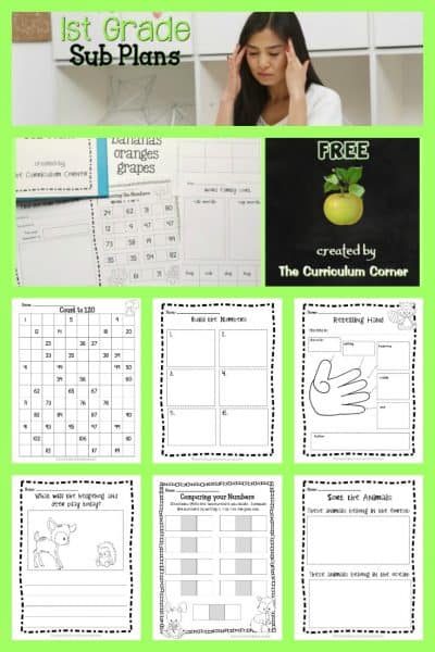 1st Grade Sub Plans - Set 2 - The Curriculum Corner 123