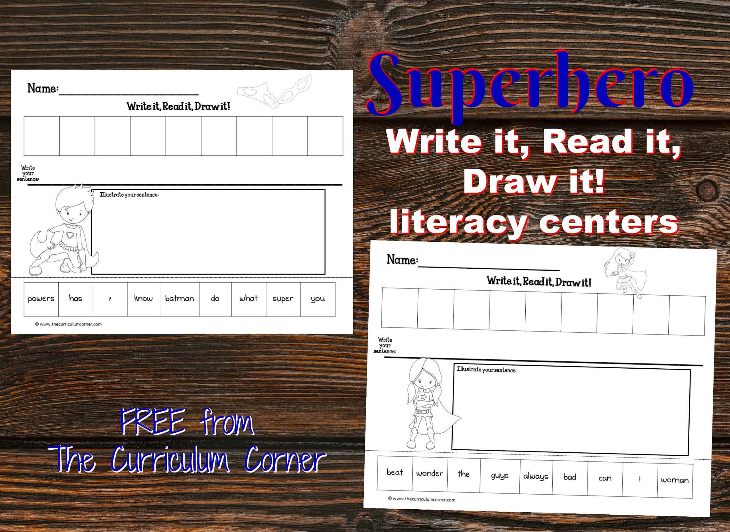 Superhero Read, Write & Draw It! - The Curriculum Corner 123