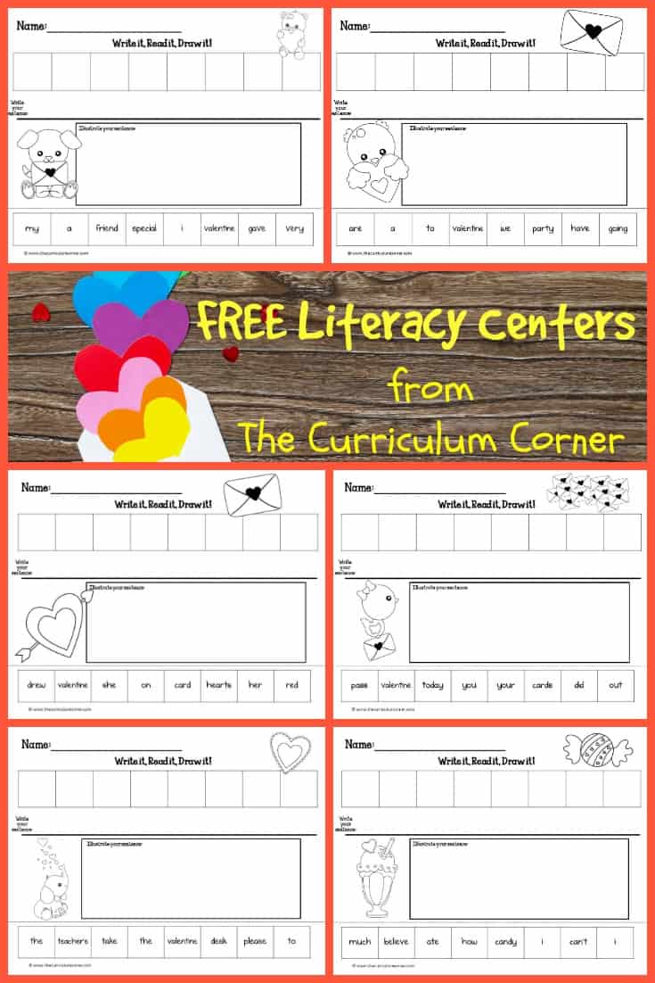 FREEBIE Write It, Read It, Draw It Literacy Centers for Valentine's Day ...