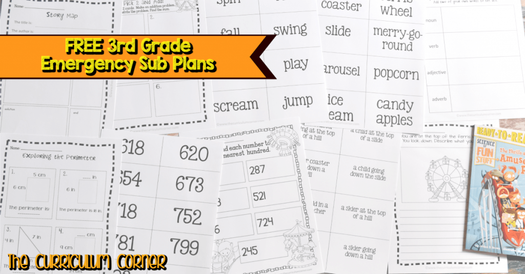 FREE 3rd Grade Emergency Sub Plans from The Curriculum Corner - The ...