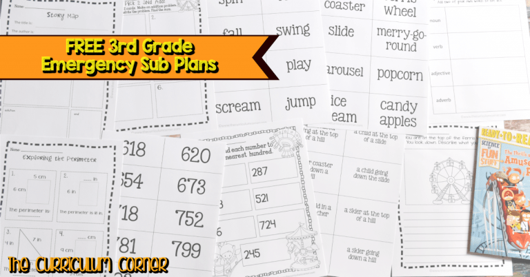 FREE 3rd Grade Emergency Sub Plans from The Curriculum Corner - The ...