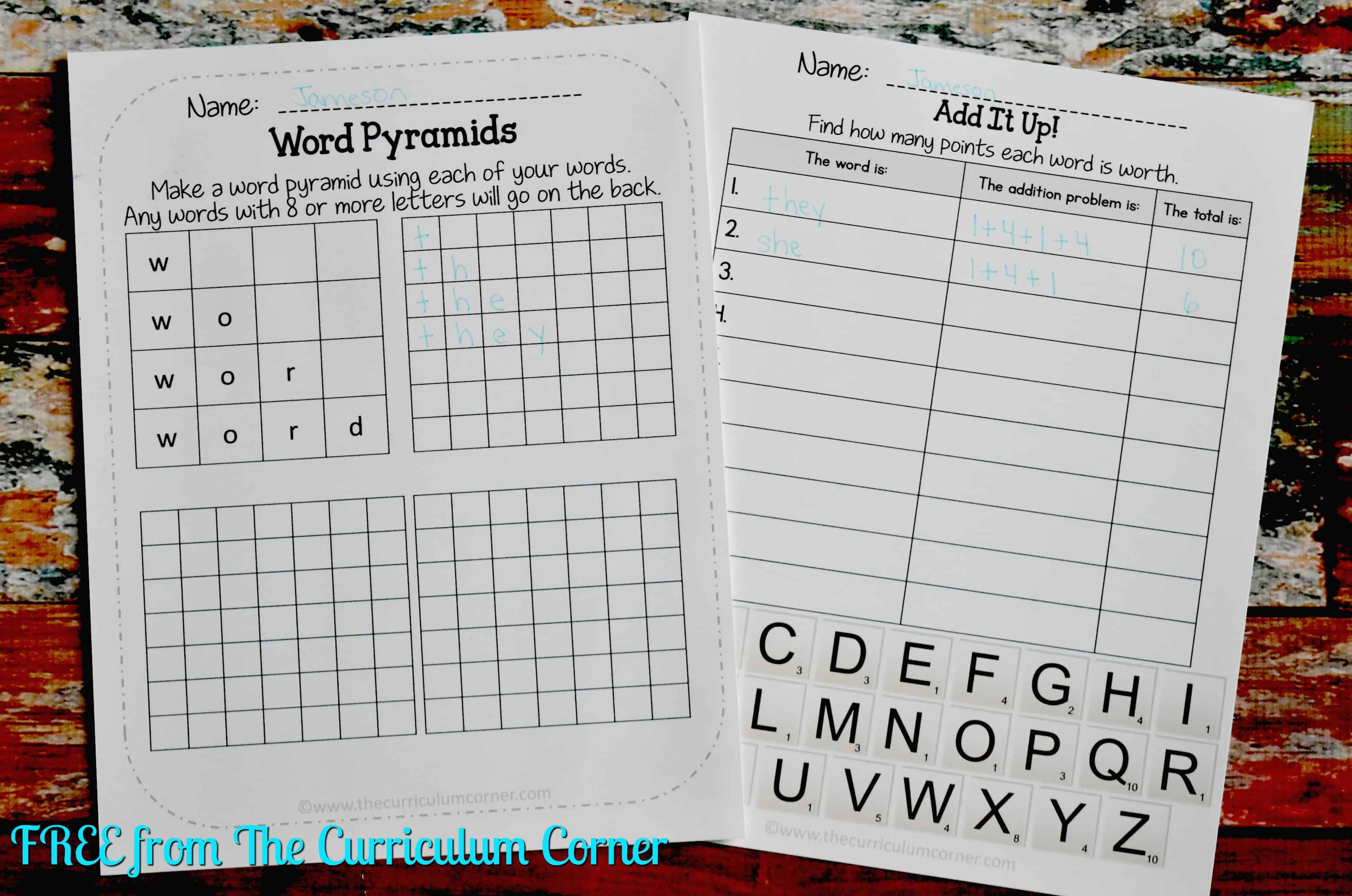 Word Work Homework for Any Words - The Curriculum Corner 123